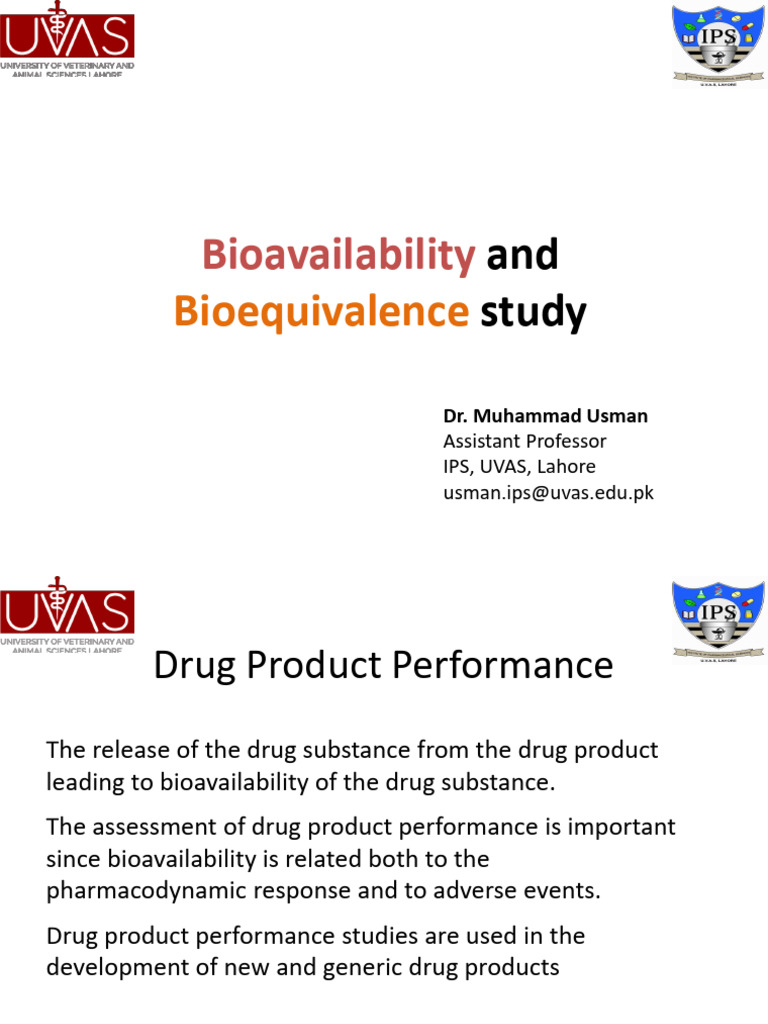 Bioavailability and Bioequivalence Study | PDF | Bioavailability ...