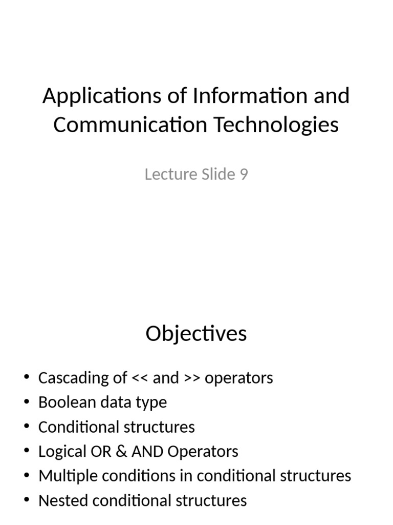 Applications of ICT Lecture Slide 9 | PDF | Boolean Data Type | Bit