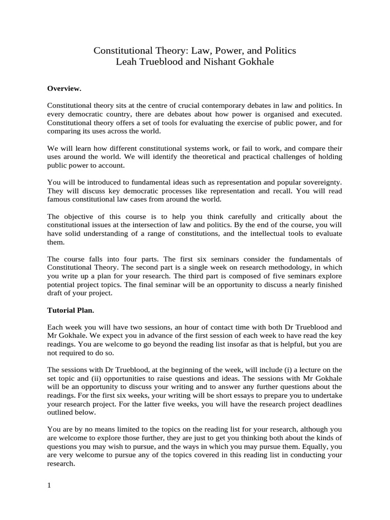 Constitutional Theory: Law and Power Analysis | PDF | Federalism ...