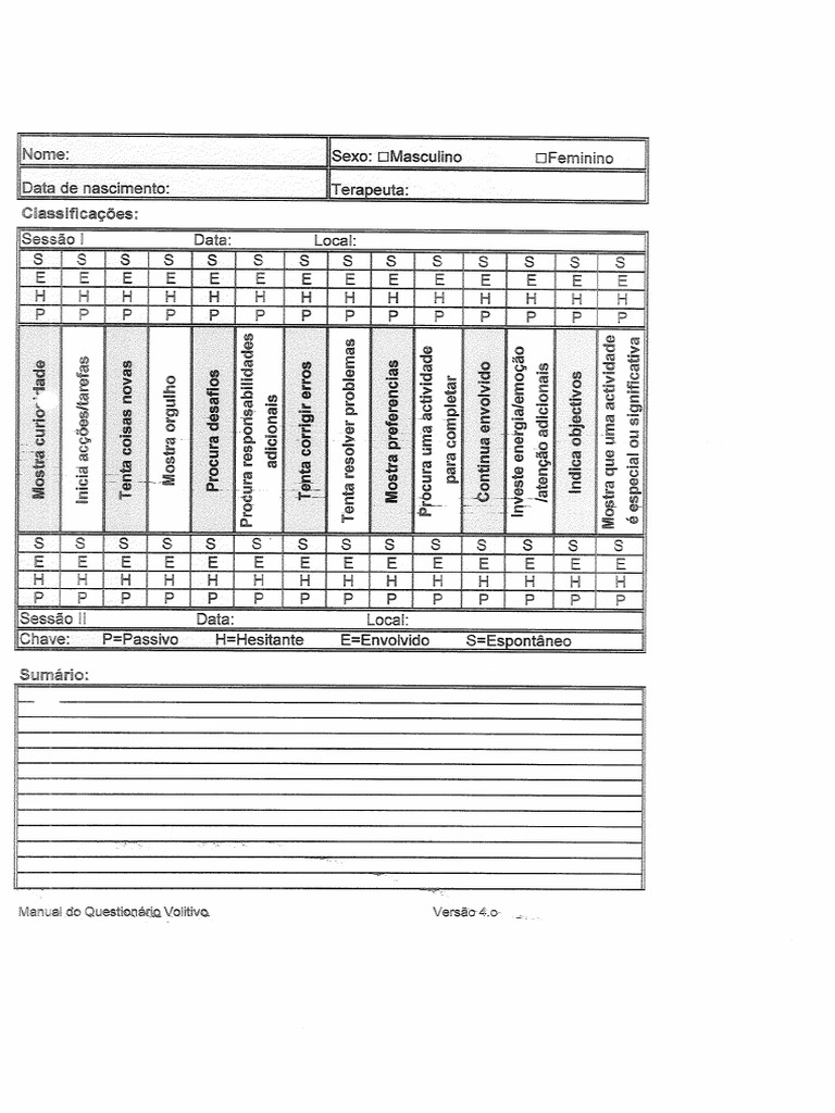 Questionário Volitivo | PDF