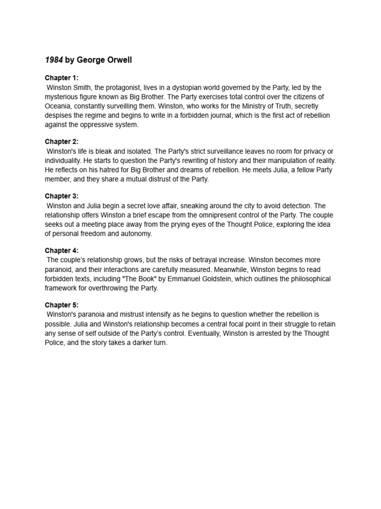 Summary of 1984: Chapters 1-5 | PDF