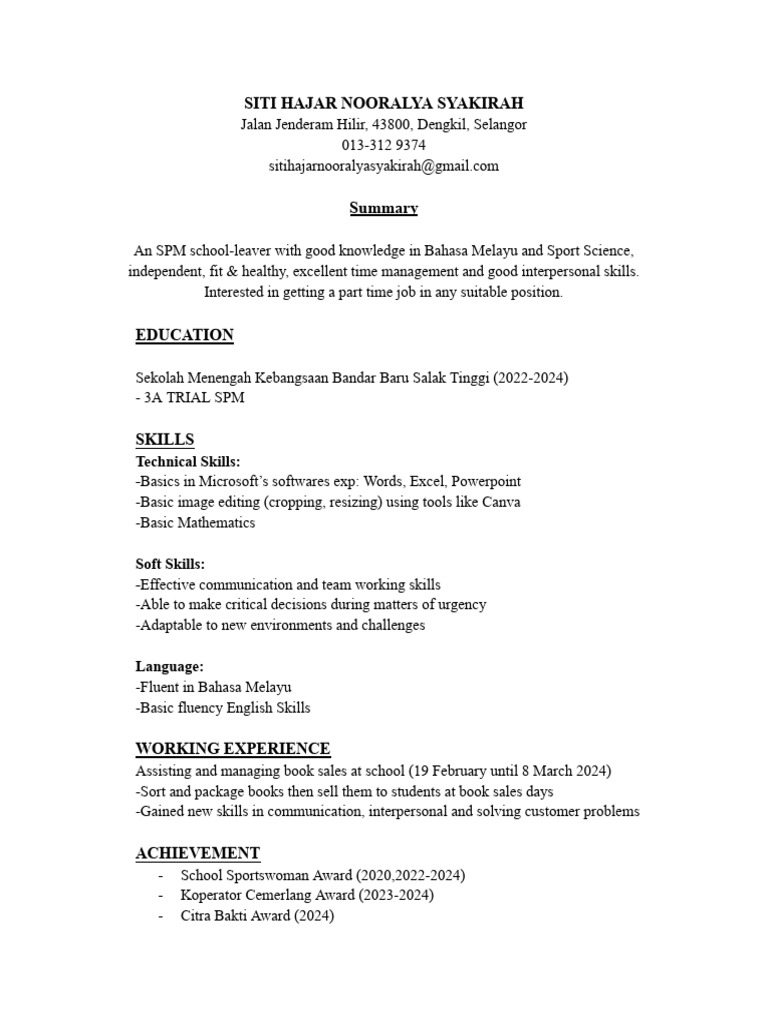 Resume Part Time | PDF