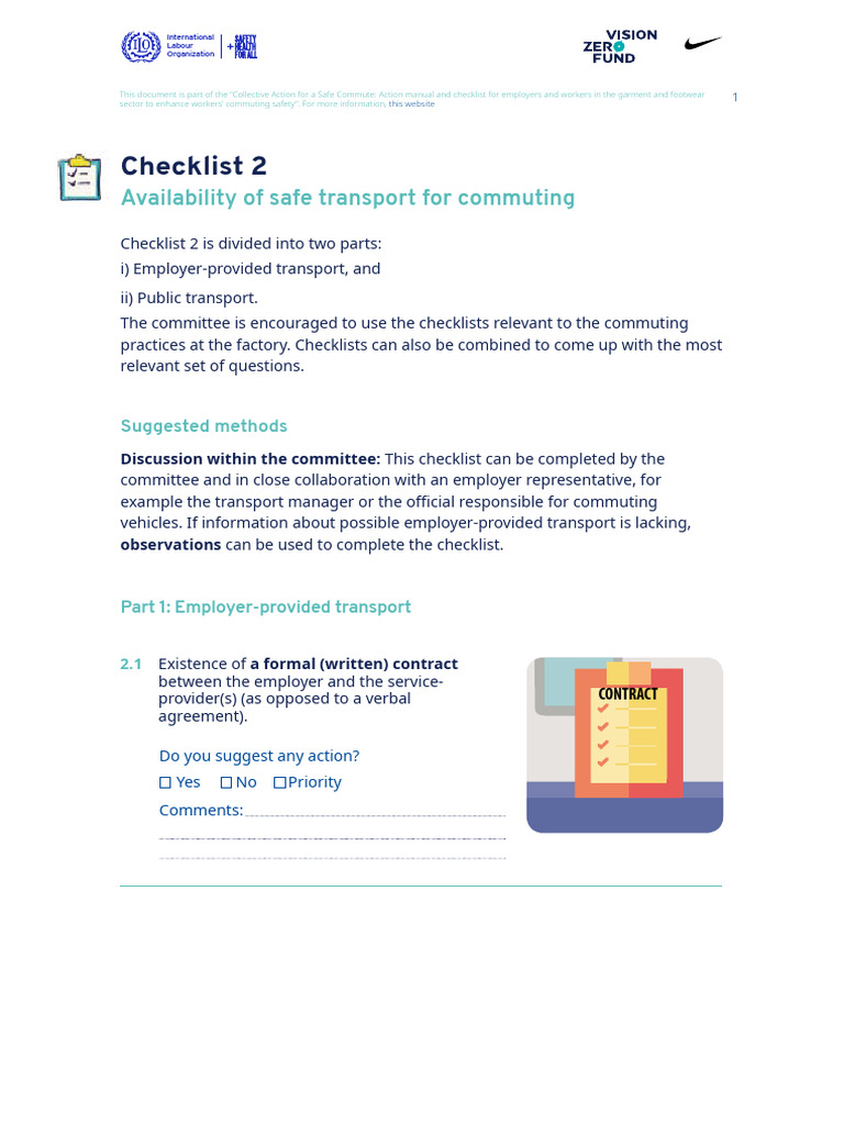 Checklist 2 - Availability of Safe Transport For Commuting | PDF ...