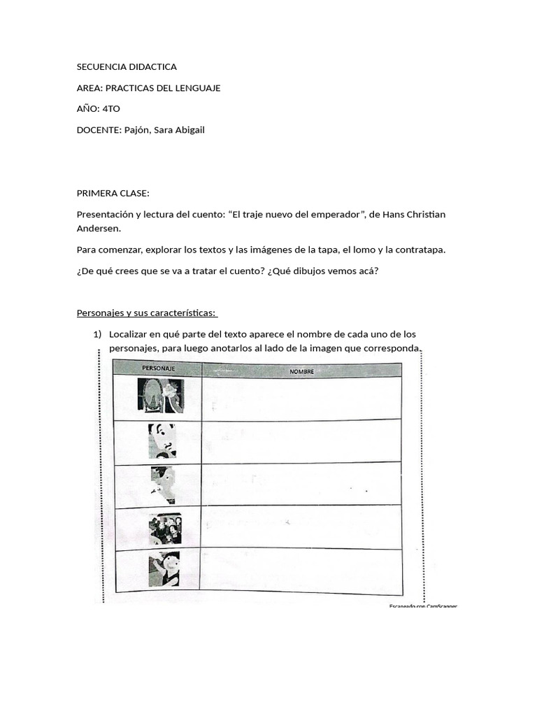 SECUENCIA DIDACTICA - El Traje Nuevo Del Emperador | PDF