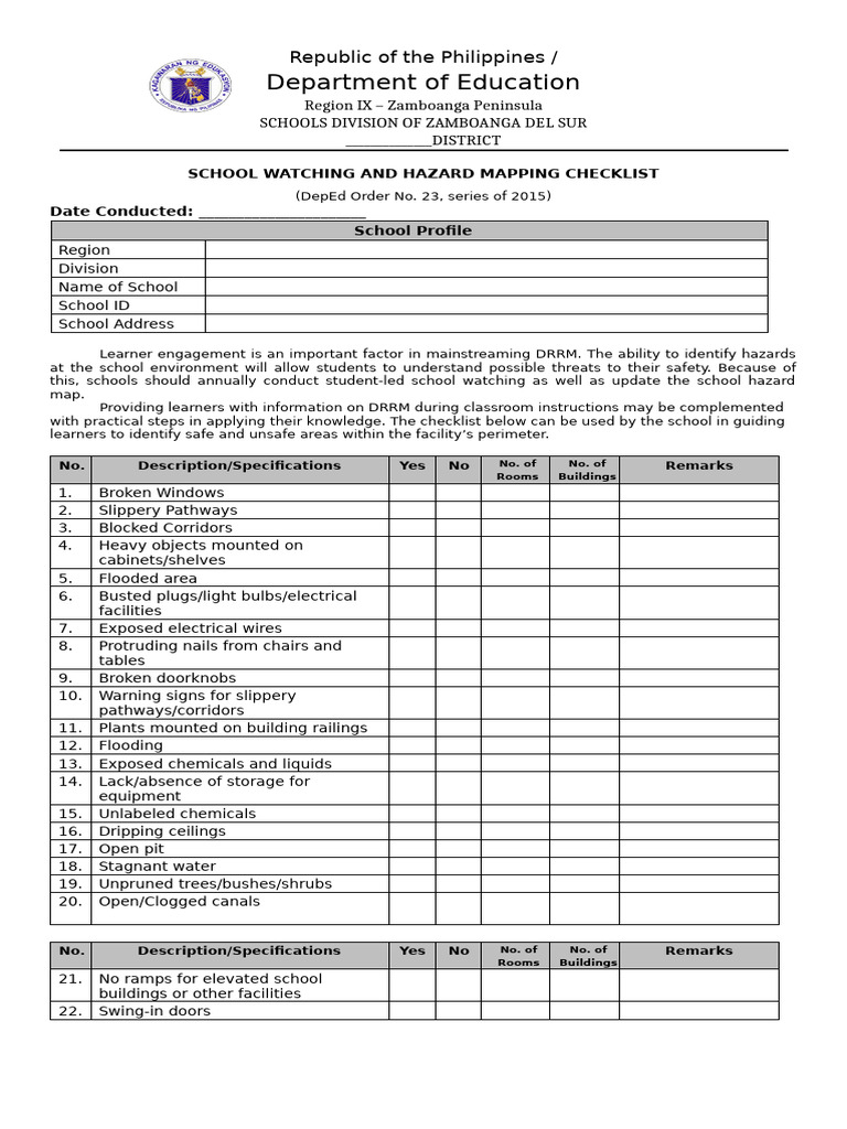 Form 03 SWHM Checklist 1 HAZZARD 2 | PDF