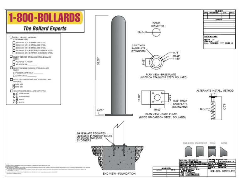 Bollard Material and Finish Selection Guide | PDF | Steel | Building Materials
