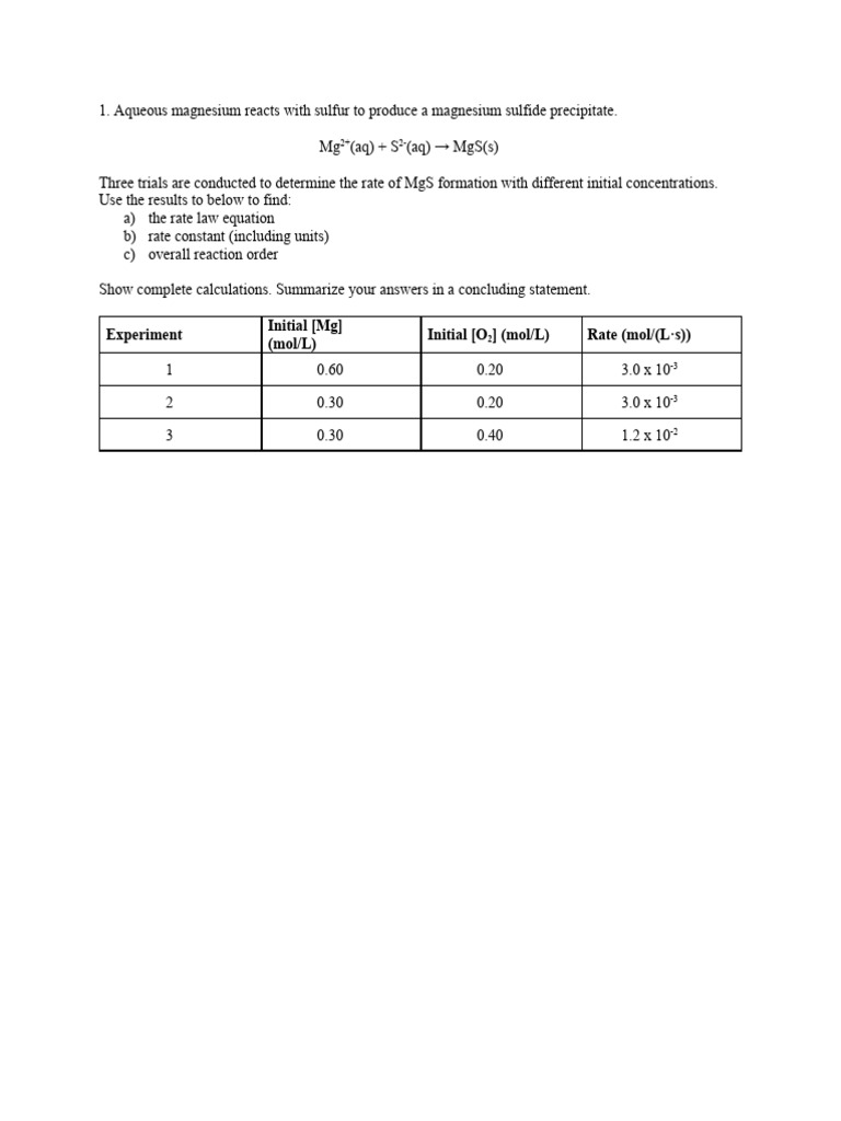 Rate Law and Reaction Mechanism Analysis | PDF