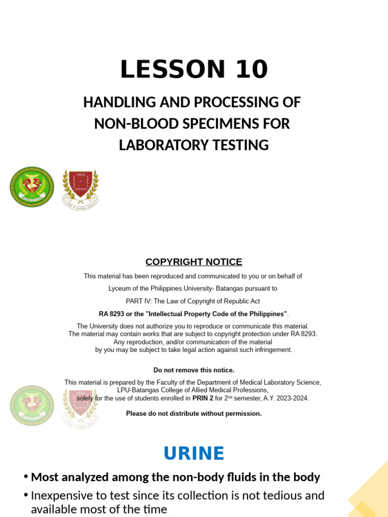 LAB - Lesson 10 - Handling and Processing of Non-Blood Specimens For ...