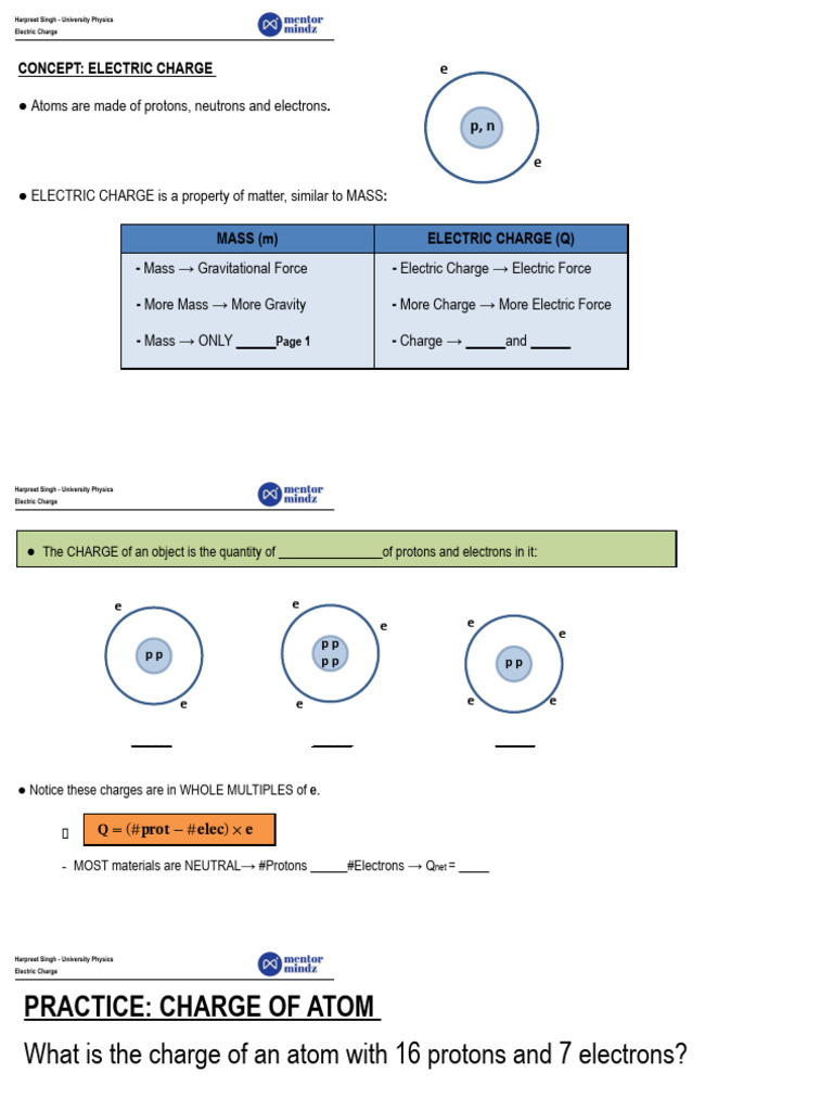 Electric Charge Practice Worksheet | PDF | Electron | Electric Charge