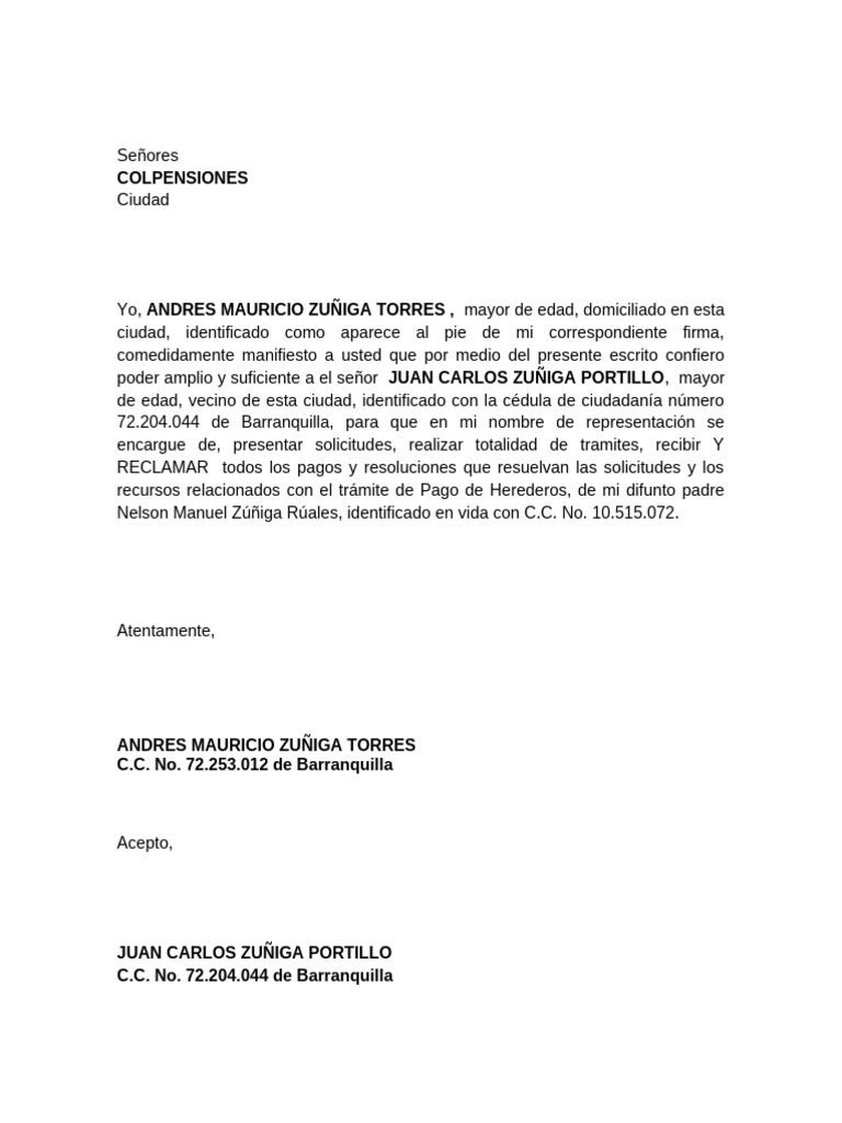 Poder Colpensiones Andres | PDF