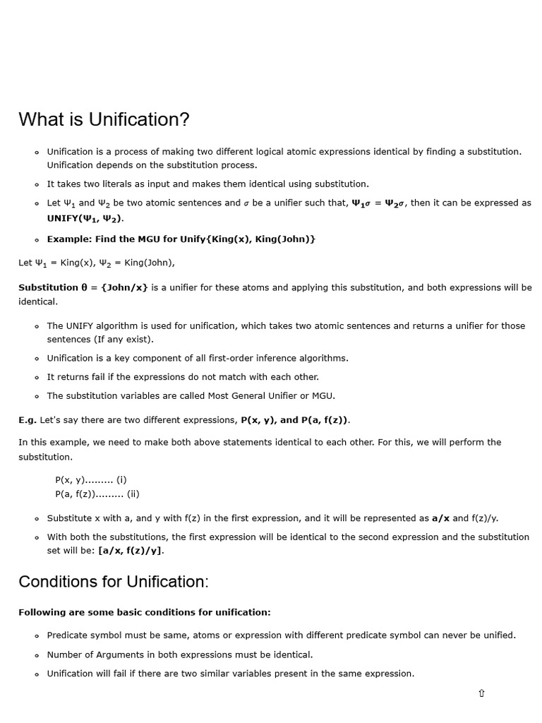 Unification in First-Order Logic | PDF | Software Engineering | Computer Science