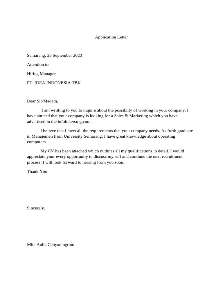Application Letter | PDF