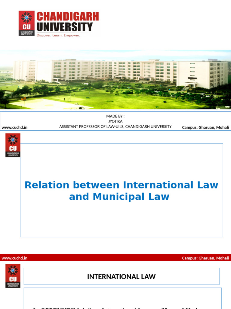 Relation Between International Law and Municipal Law | PDF | International Law | Monism