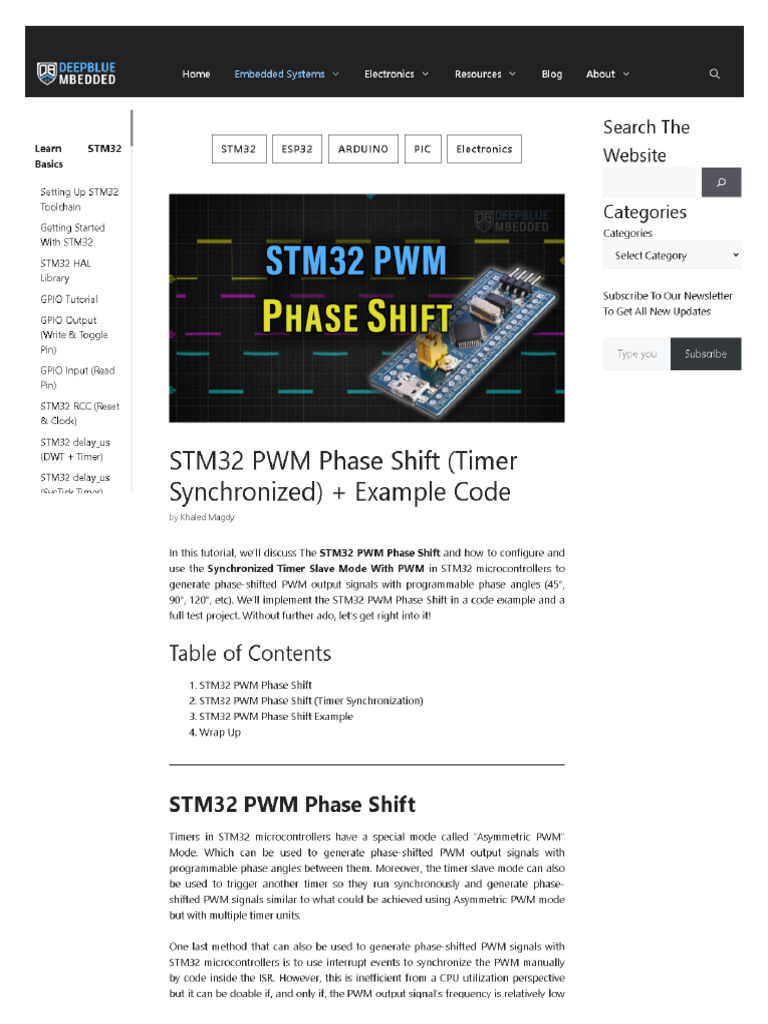 STM32 PWM Phase Shift (Timer Synchronized) + Example Code | PDF