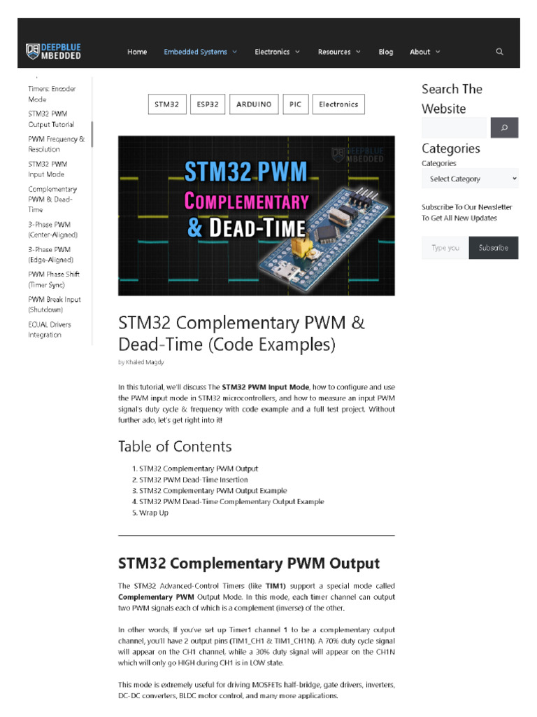 STM32 Complementary PWM & Dead-Time (Code Examples) | PDF