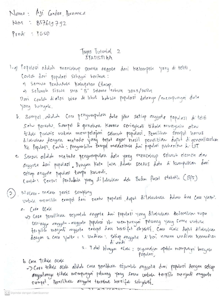 Tugas 2 Statistika - Aji Candra Purnama | PDF