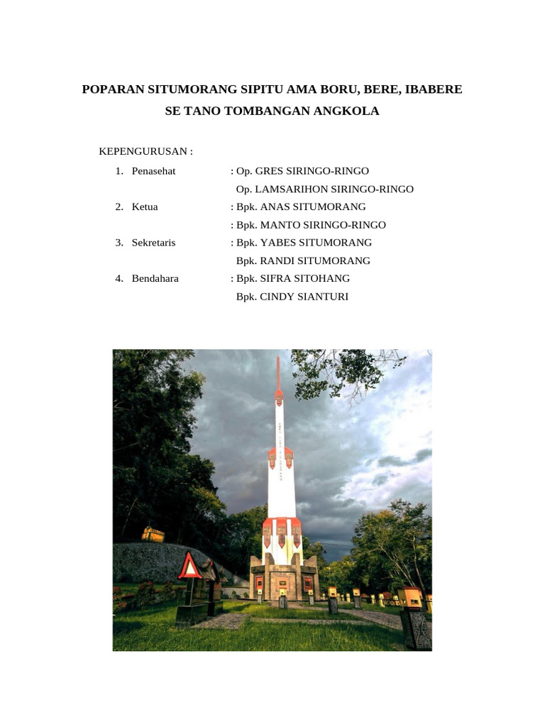 Anggaran Dasar Punguan Op. Tuan Situmorang | PDF