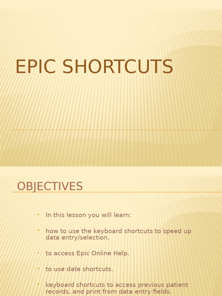 Epic Keyboard Shortcuts Guide | PDF | Window (Computing) | Computer ...