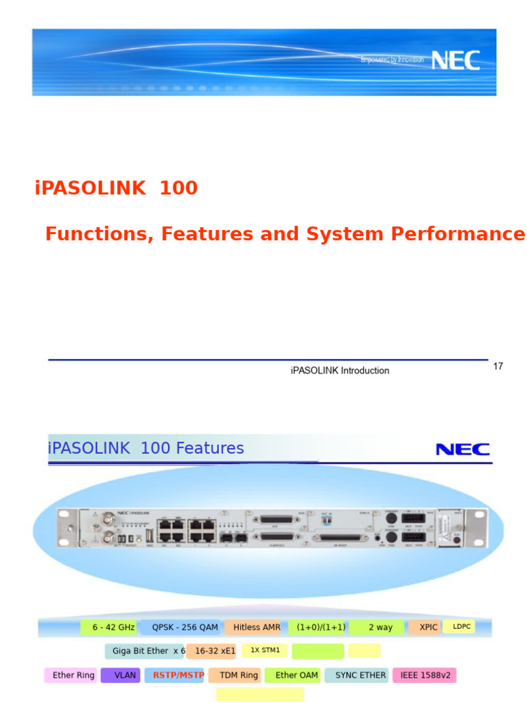 NEC Ipasolink 100 Introduction and Compatibility | PDF | Quality Of Service | Telecommunications