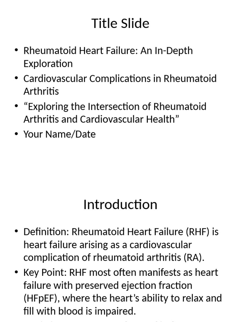 Rheumatoid Heart Failure Presentation | PDF | Rheumatoid Arthritis ...
