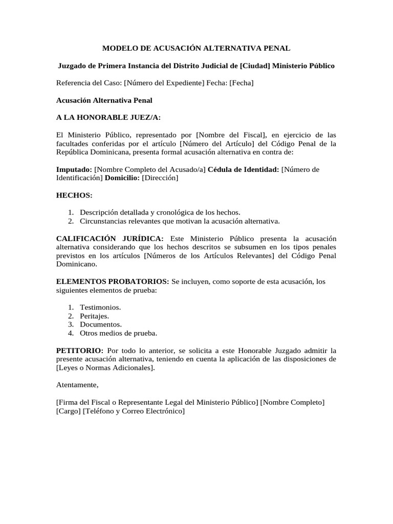 Modelo de Acusación Alternativa Penal | PDF
