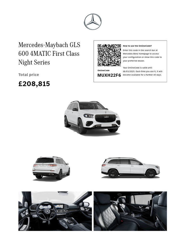 Mercedes-Maybach GLS 600 4MATIC First Class Night Series MUXH22F6 | PDF ...