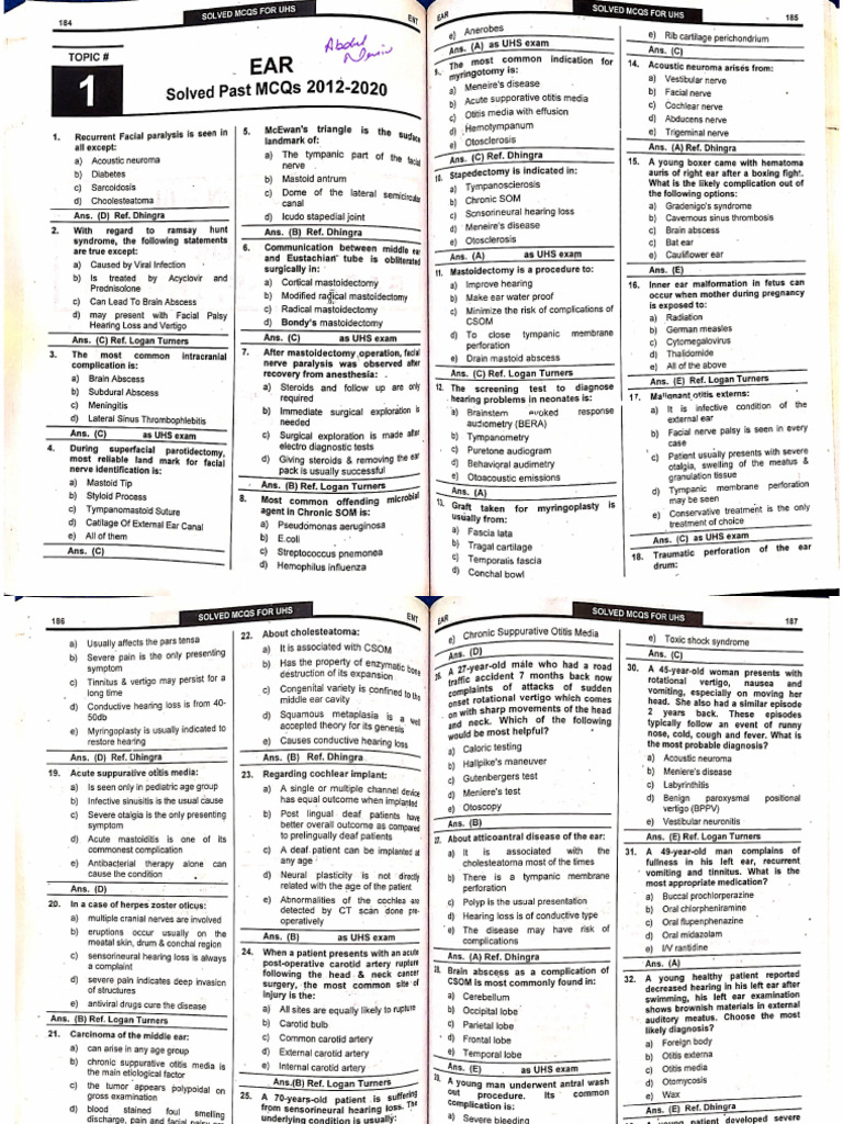 ENT Past mcqs-2 | PDF