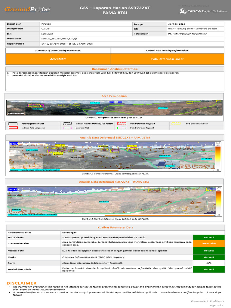 Pama BTSJ Daily Report SSR722XT | PDF