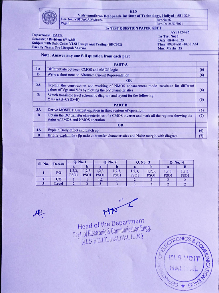 Vlsi Ia 1 Scheme | PDF