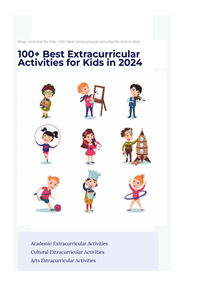 100+ Extracurricular Activities for Kids | PDF | Self Esteem | Child ...