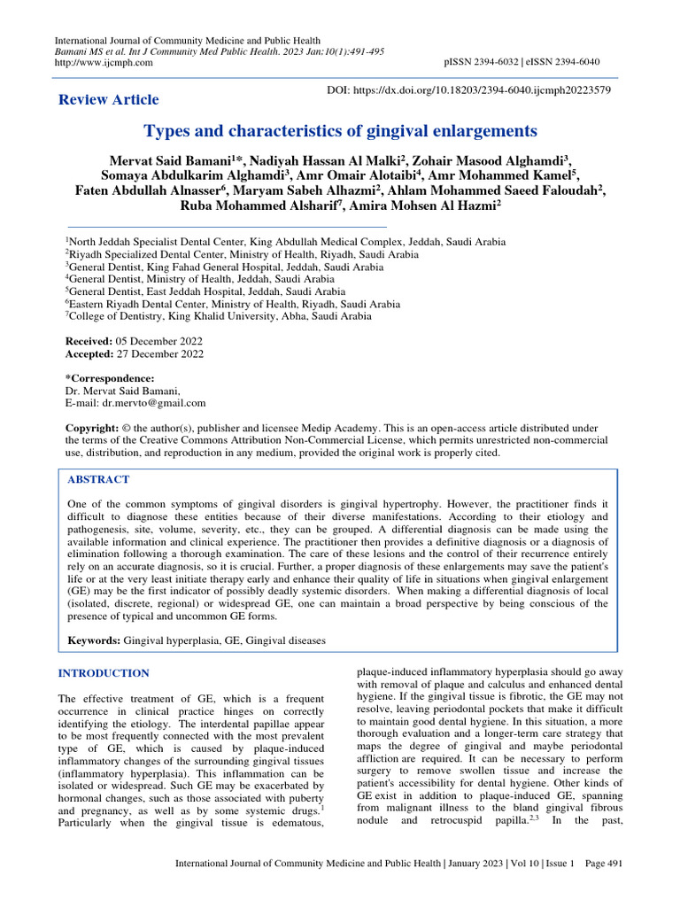 Types of Gingival Enlargements Explained | PDF | Periodontology ...