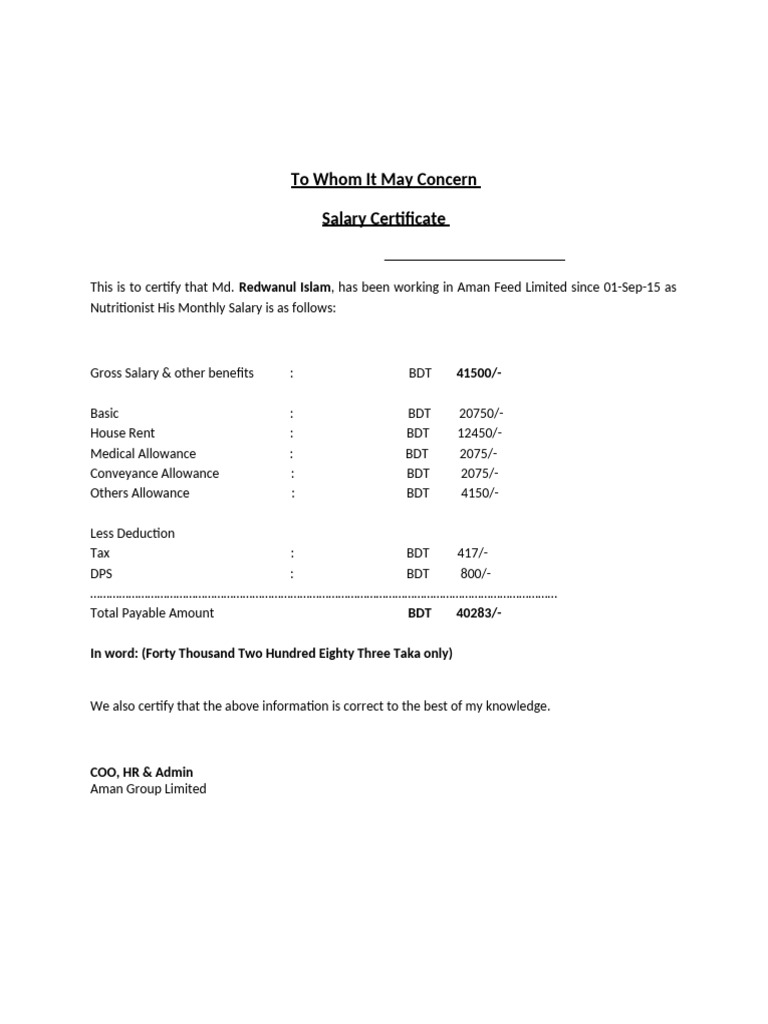 Format 3 SALARY STATEMENT | PDF