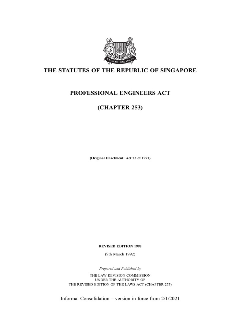 Singapore Professional Engineers Act Overview | PDF | Partnership ...