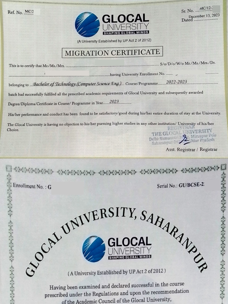 Sample Btech Certificate | PDF | Educational Stages | Qualifications