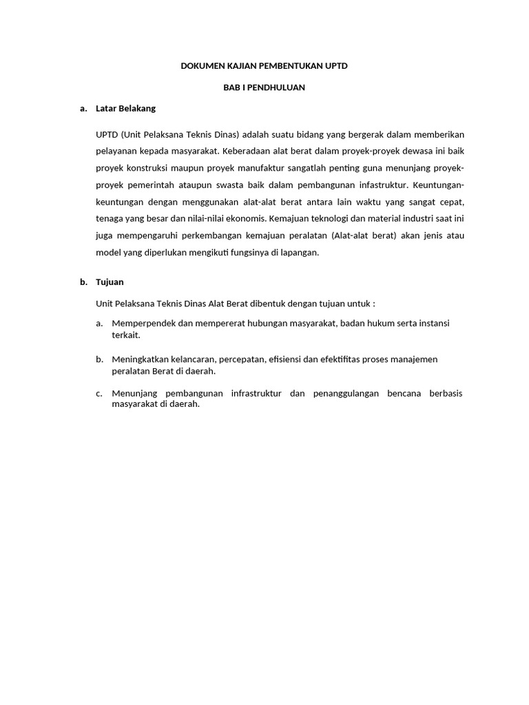 Dokumen Kajian Pembentukan Uptd | PDF