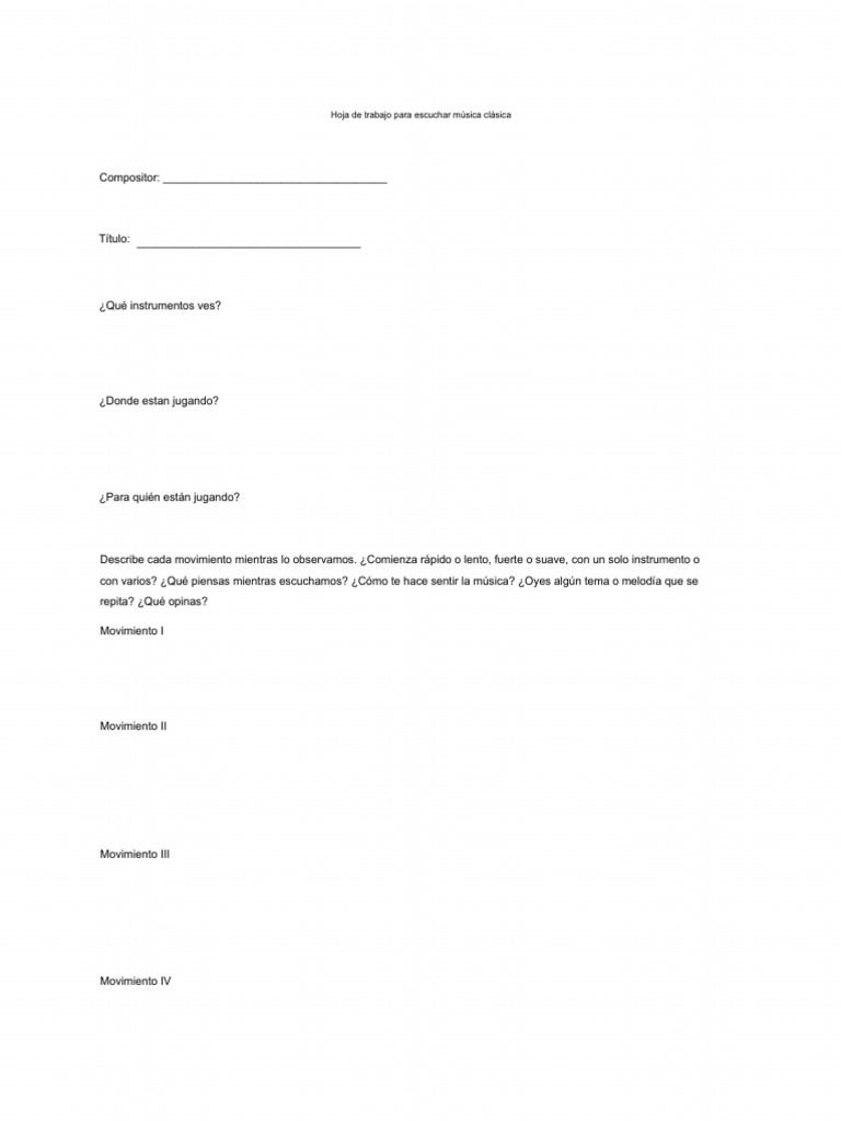 Classical Listening Worksheet SP | PDF