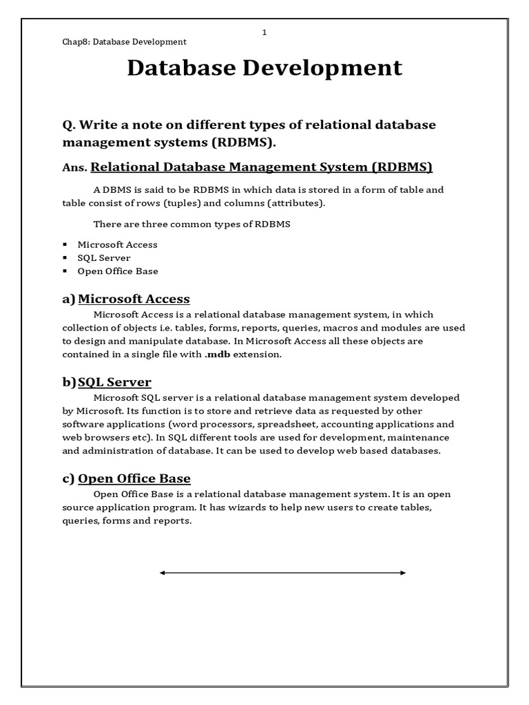 Chap 8 1st Year Database Development | PDF | Relational Database | Microsoft Access