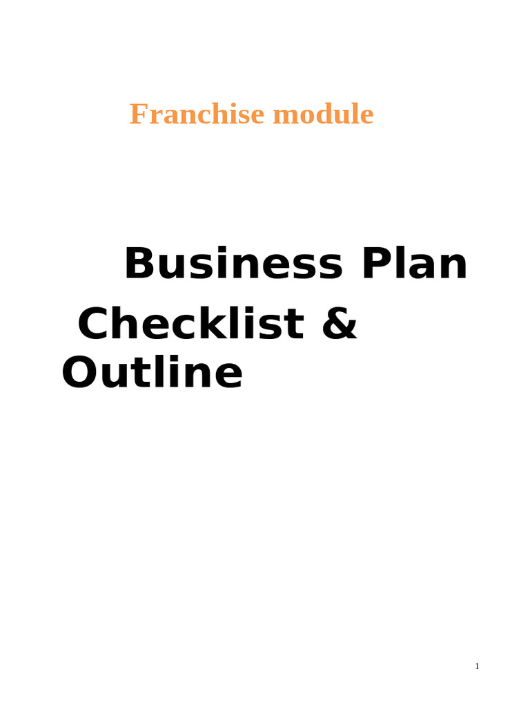 Franchise Business Plan Outline Checklist Example | PDF | Franchising | Balance Sheet