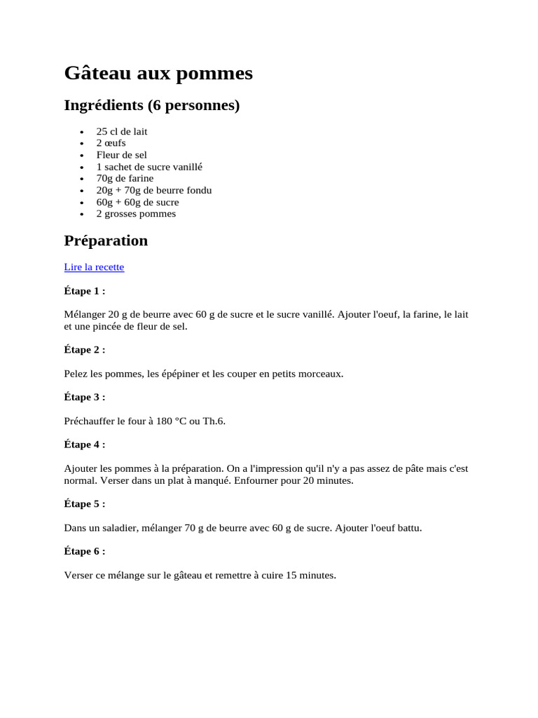Gâteau Aux Pommes | PDF | Beurre | Soupe