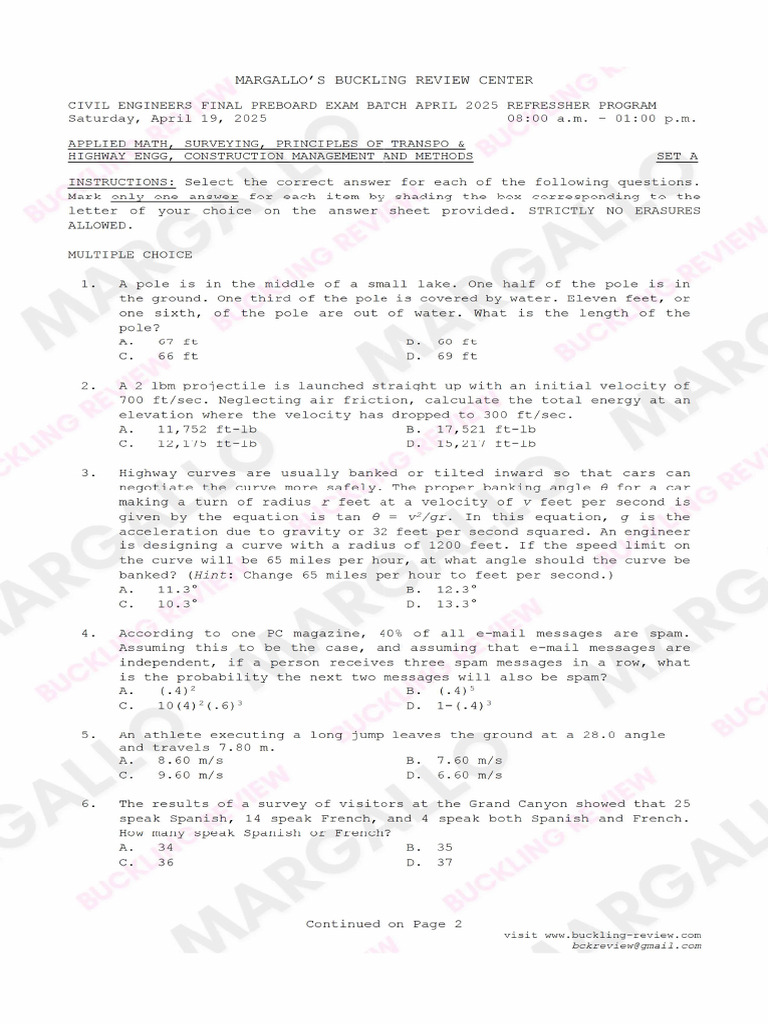 Final Preboards Exam MSTC APRIL 2025 - Unlocked | PDF