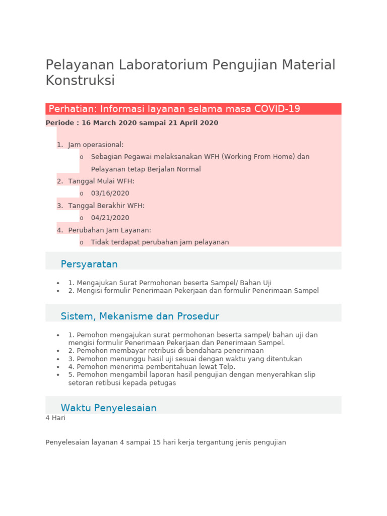 Layanan Pengujian Material Konstruksi | PDF