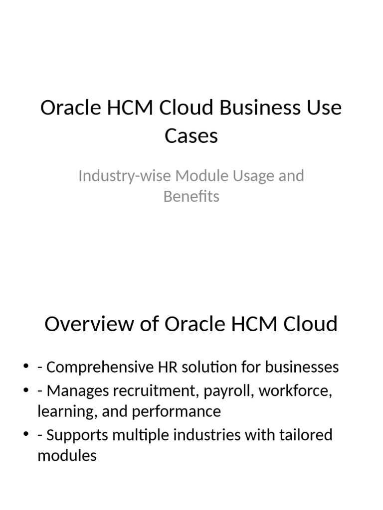 Oracle HCM Cloud for Retail Firms | PDF