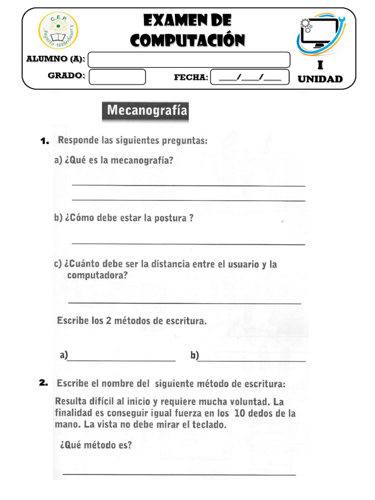 Examen Computación i Unidad (2) | PDF