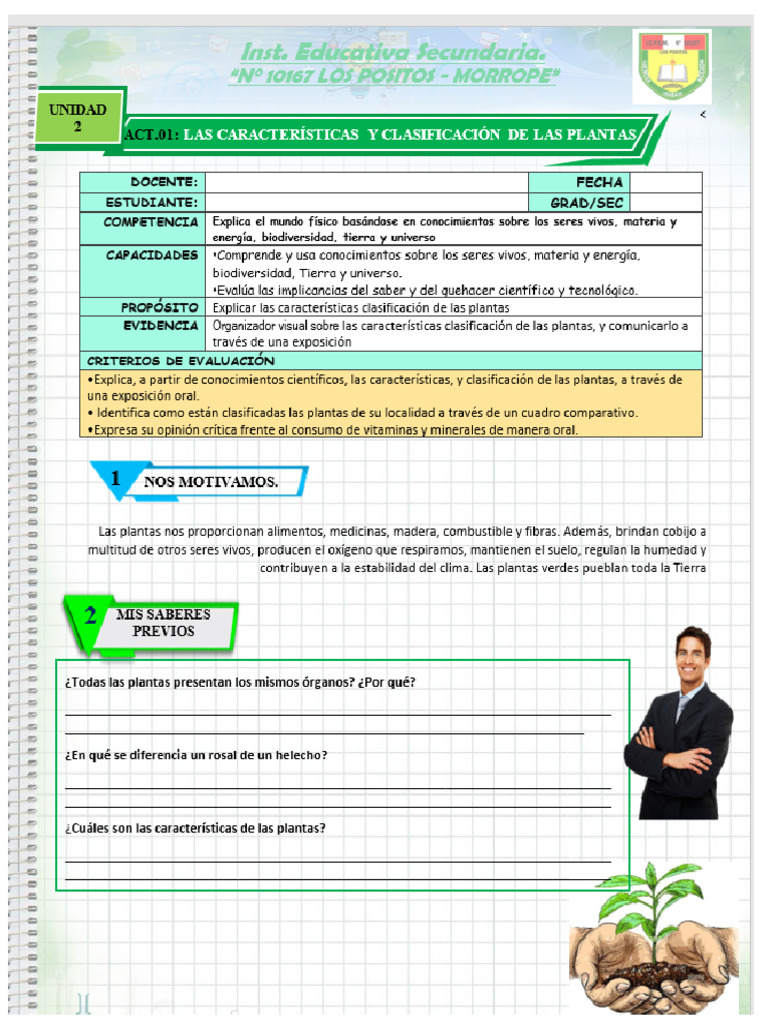 Ficha de Actividad S1 (U2) (1°grado) CyT | PDF