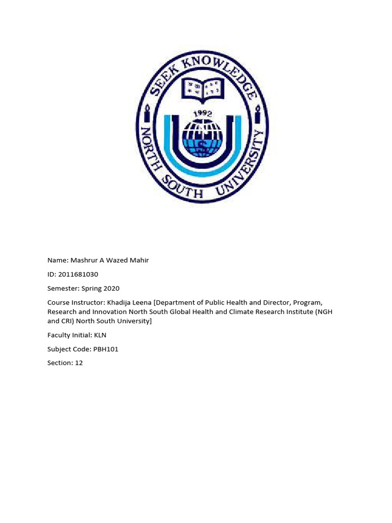 Public Health Assignment Final | PDF | Non Communicable Disease | Infection