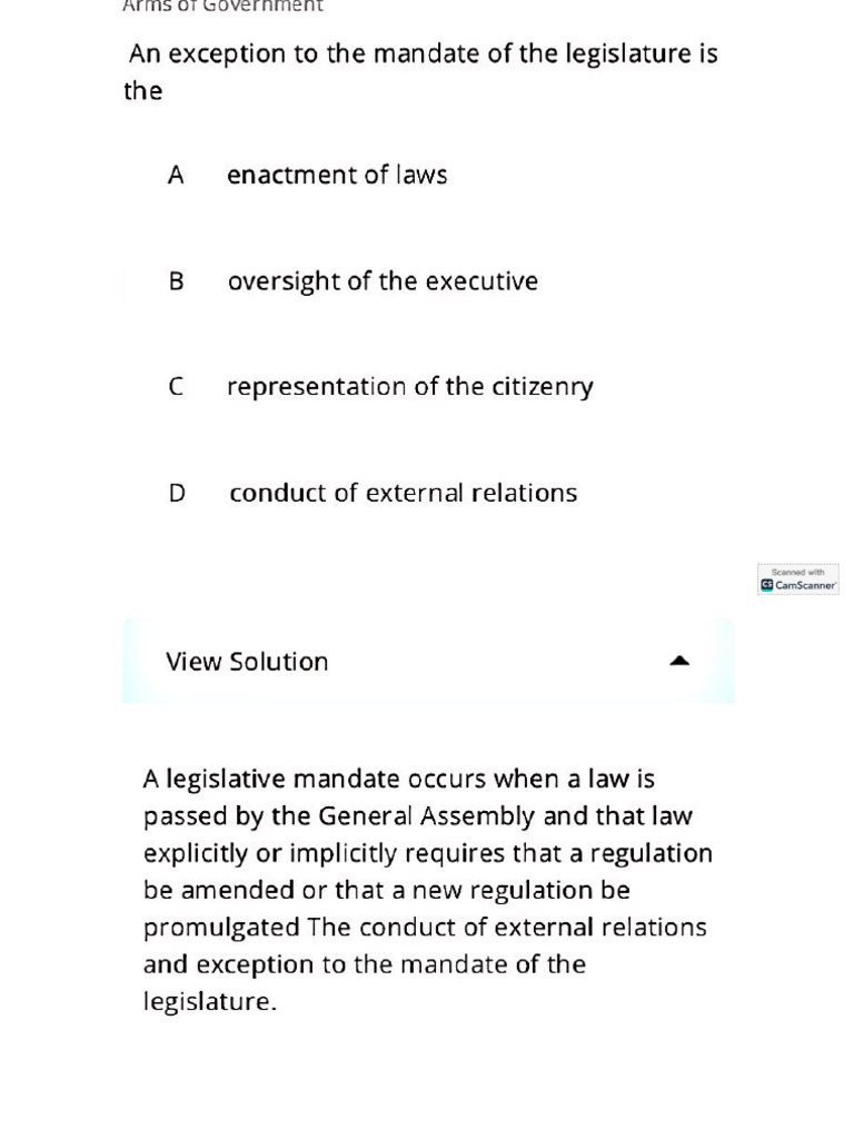 Jamb Past Questions On Arms of Government | PDF