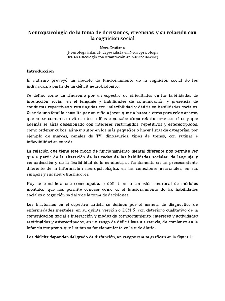 Nora Granana Neuropsicologia de La Toma de Decisiones y Cognicion ...