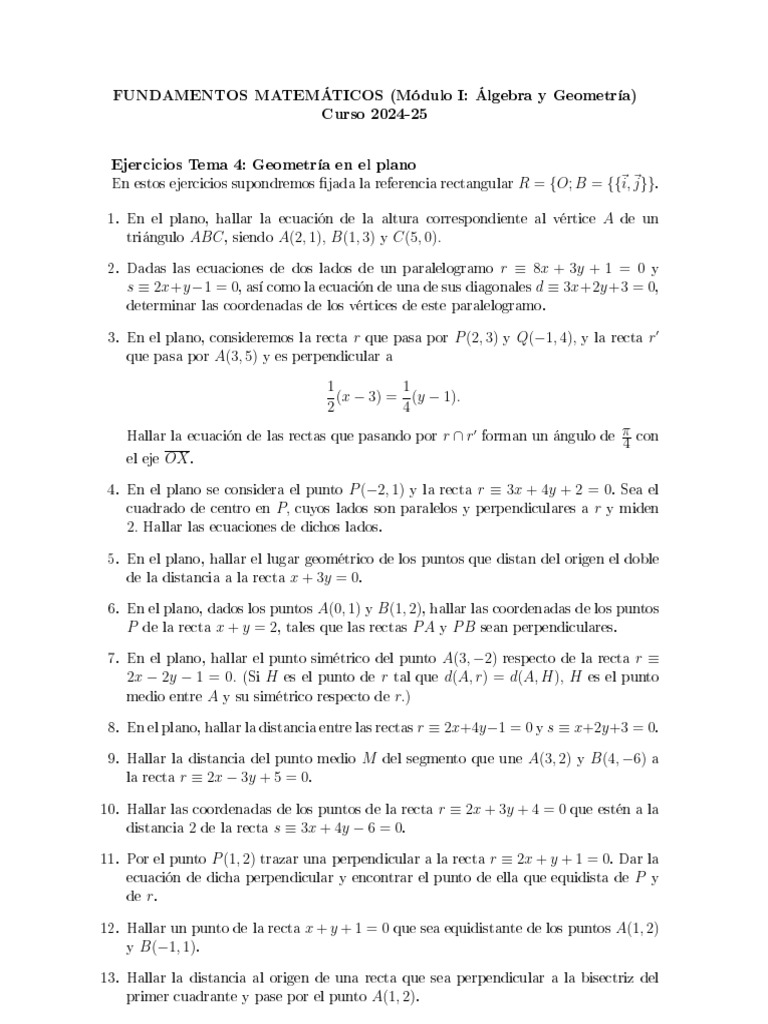 Problemas(4) | PDF | Línea (geometría) | Tangente