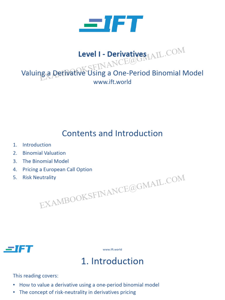 One-Period Binomial Model for Derivatives | PDF | Option (Finance ...