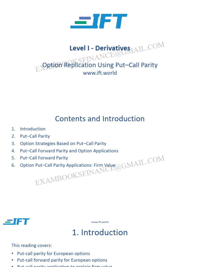 LM09 Option Replication Using Putâ Call Parity | PDF | Put Option | Option (Finance)